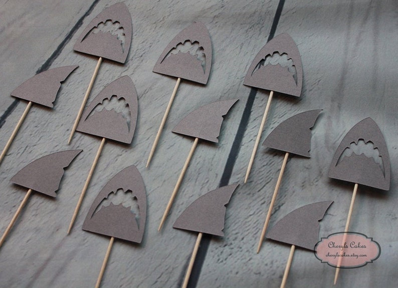 Shark Fin and Jaws Cupcake Toppers Set of 12 - Etsy UK