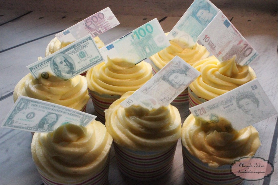 Stand up Edible Money Cupcake Toppers 21 'notes' per | Etsy