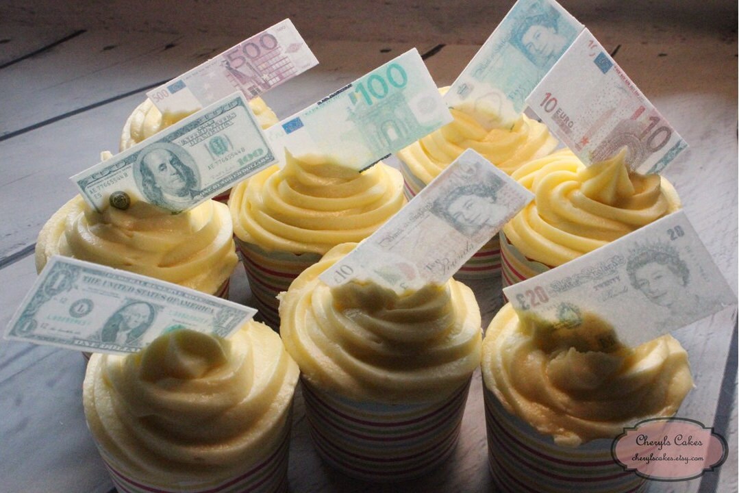 Stand up Edible Money Cupcake Toppers 21 'notes' per - Etsy UK