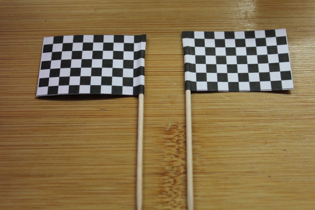 12 Chequered Flag Cupcake Flags, Sandwich Picks - Etsy
