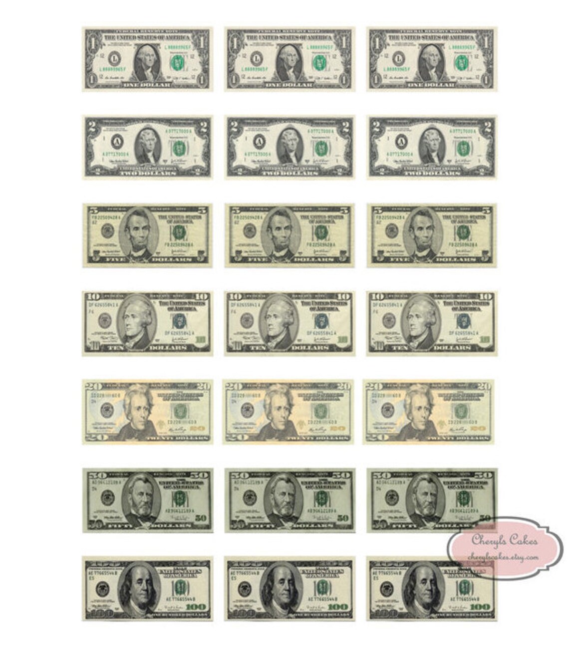 Stand up Edible Money Cupcake Toppers 21 'notes' per - Etsy