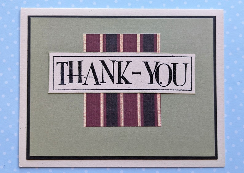Three Handmade Masculine Thank You Cards, Embossed Blank Note, Special ...