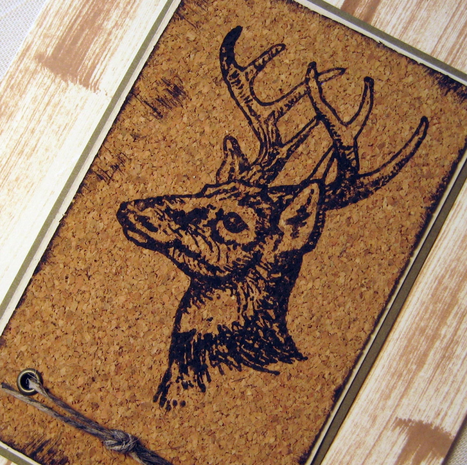 Handmade Stag Deer Card, Cork Background, Rustic Dimensional ...