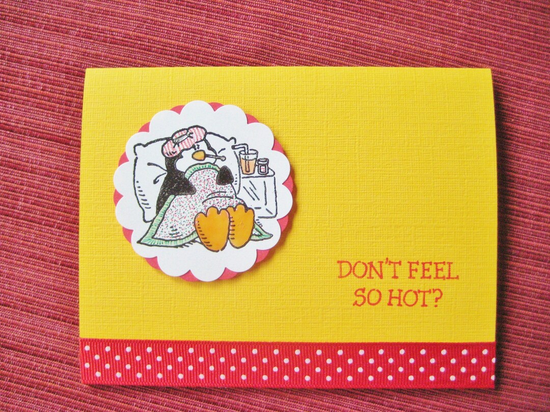 Super Cute Penguin Get Well Soon Card, Hand Made 3D Embossed, Hospital ...