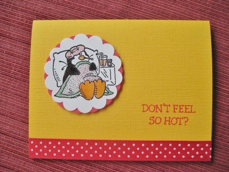 Super Cute Penguin Get Well Soon Card, Hand Made 3D Embossed, Hospital ...
