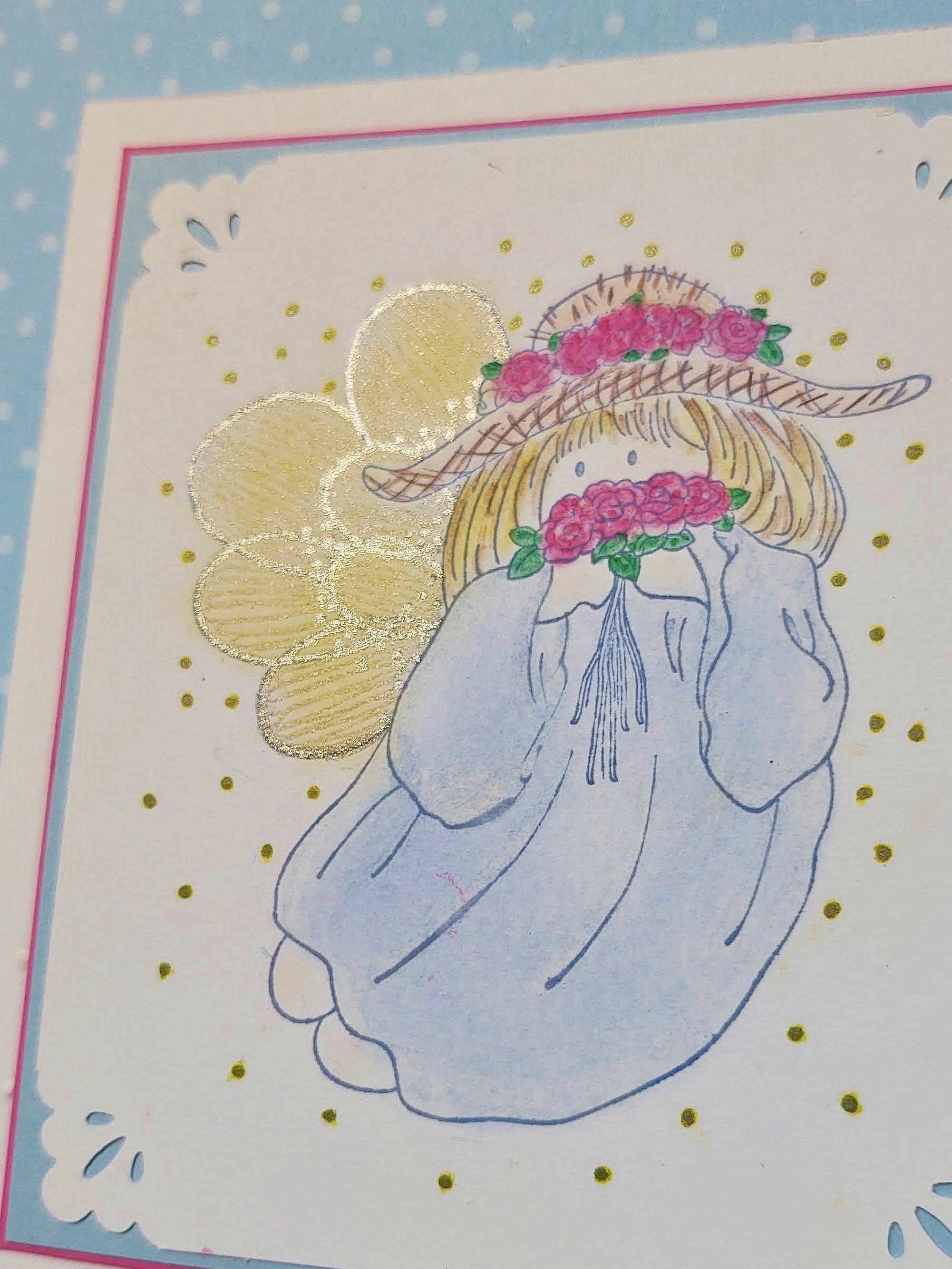 Cute Whimsical Angel Blank Note Card, Handmade Embossed Elegant Fairy ...