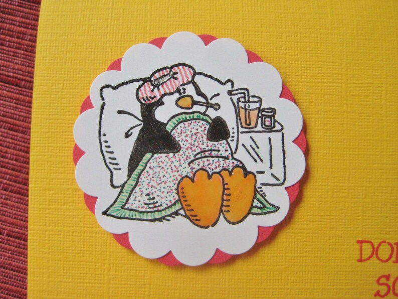 Super Cute Penguin Get Well Soon Card, Hand Made 3D Embossed, Hospital ...