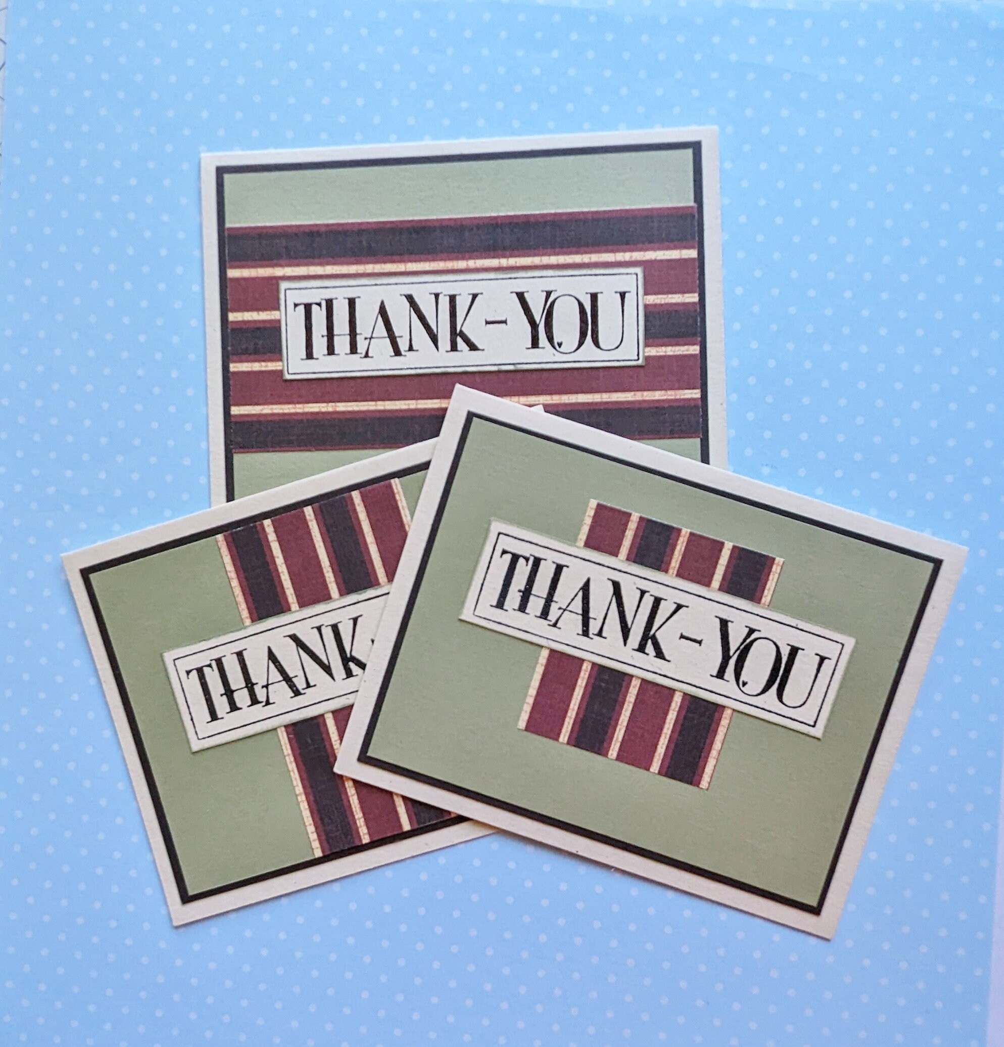 Three Handmade Masculine Thank You Cards, Embossed Blank Note, Special ...