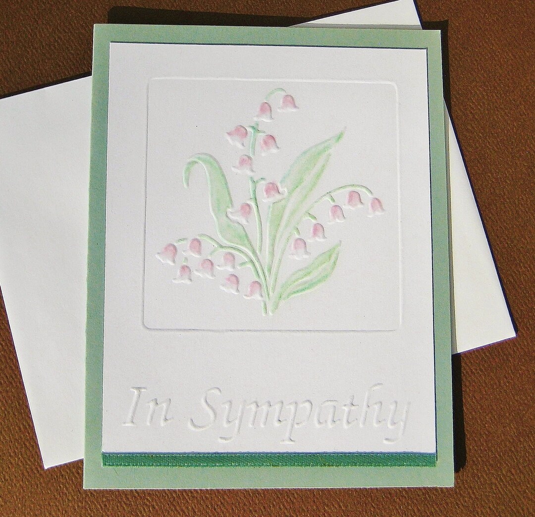 3D Lily of the Valley Sympathy Card, Embossed Handmade Condolences ...