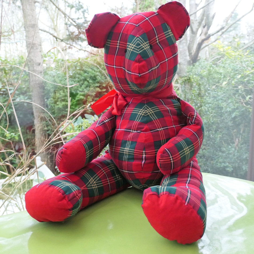 Fabric Toy Panel Tartan Teddy Bear by Littondale Fabrics Patchwork ...