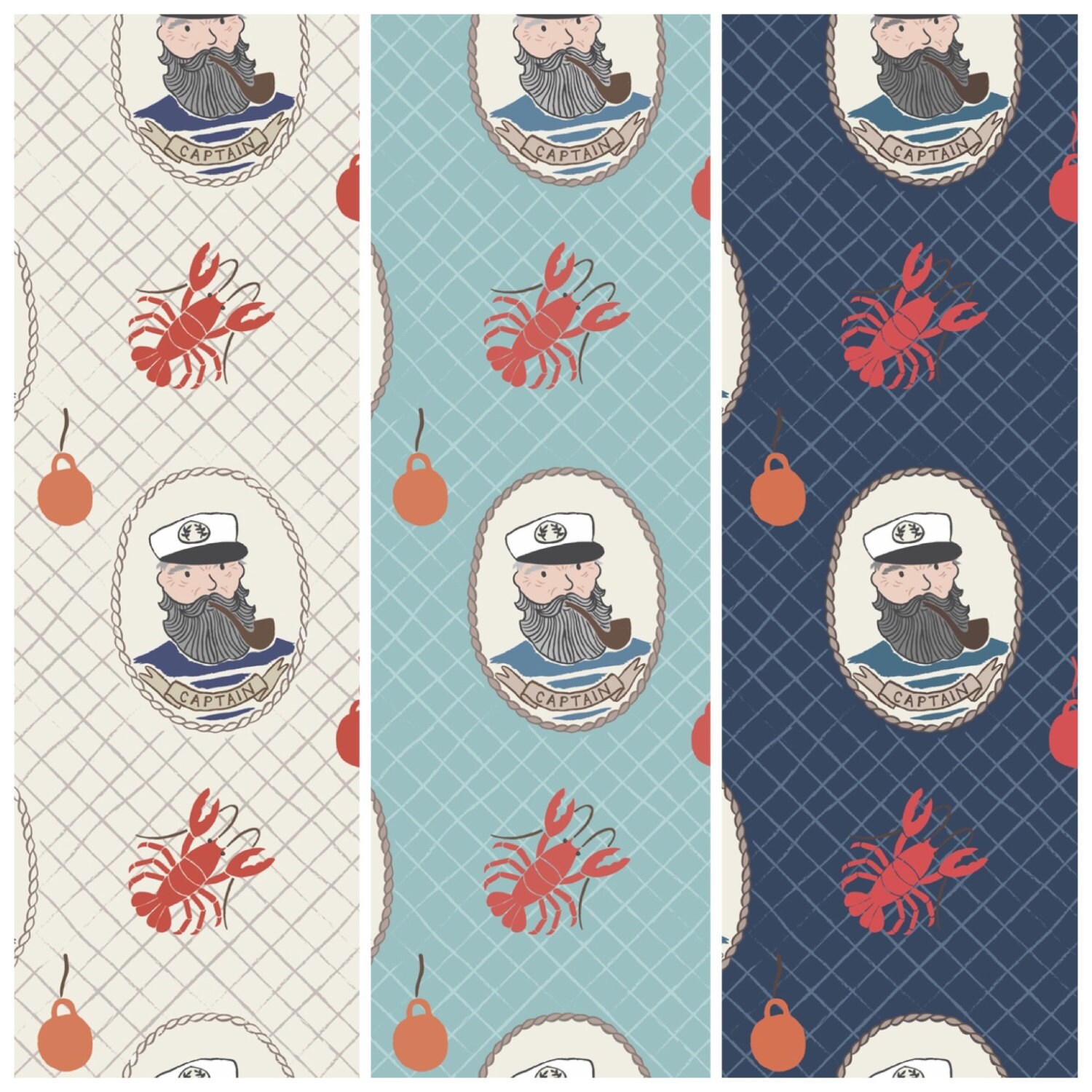 Fishing boats on grey Lewis & Irene Harbour Side Patchwork Quilting ...