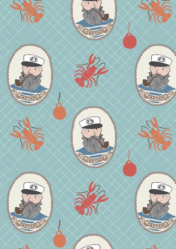 Fishing boats on grey Lewis & Irene Harbour Side Patchwork Quilting ...