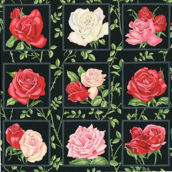 Patchwork Quilting Fabric Nutex Rose Garden Squares - Etsy New Zealand