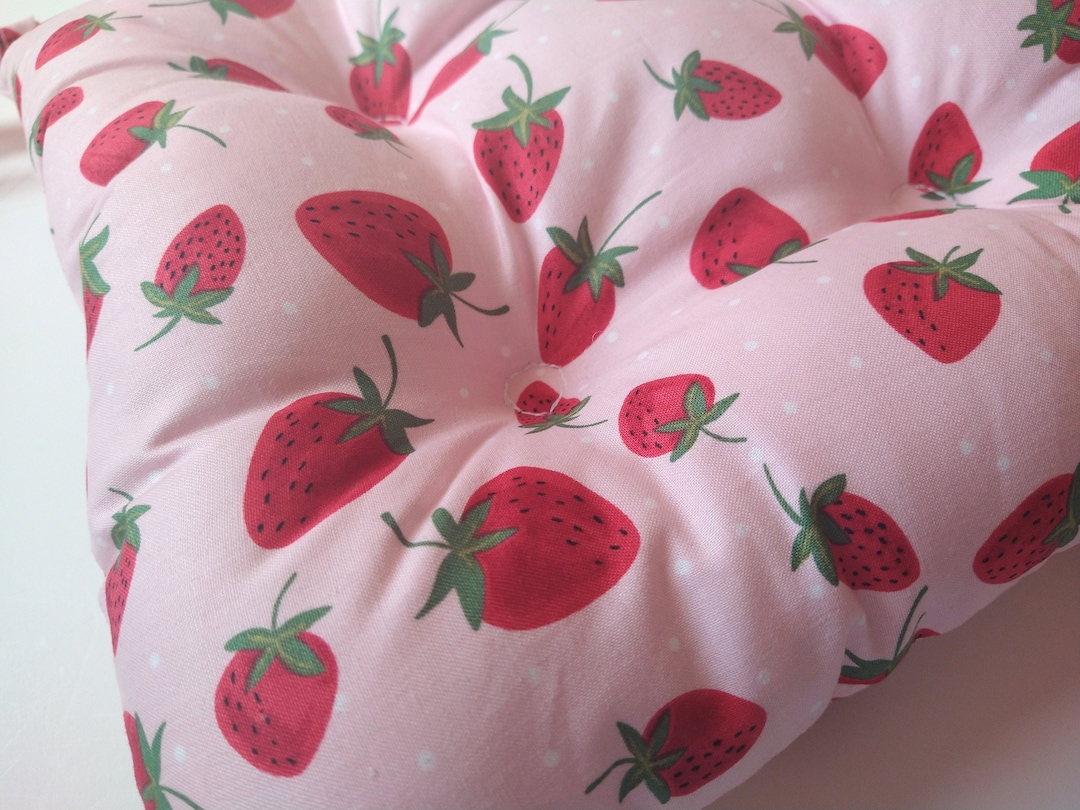 Strawberry Kids Chair Cushion: Pink Berry Tufted Seat Pad - Etsy