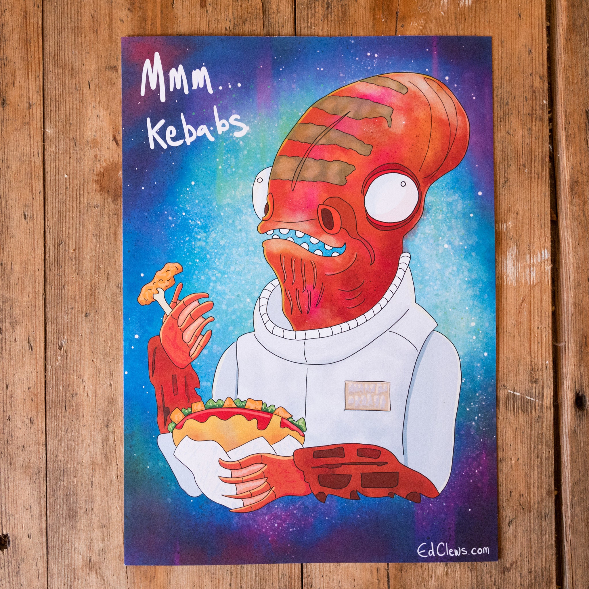 Admiral Ackbar From Return of the Jedi Eating a Kebab A4 - Etsy