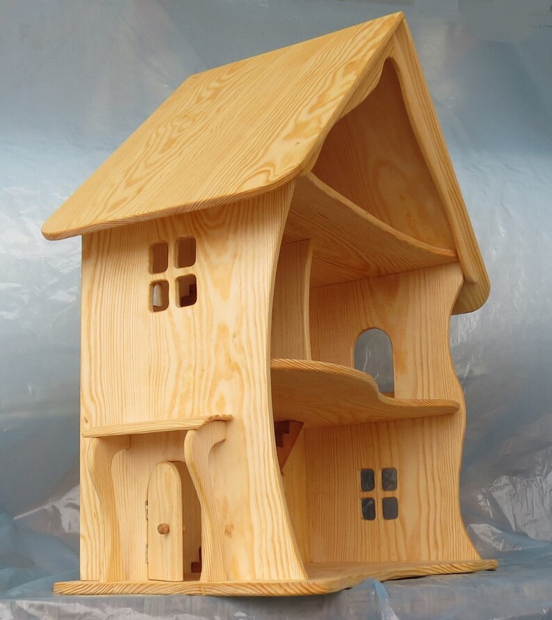 Handmade wooden dollhouse organic / Natural Wooden Dollhouse | Etsy