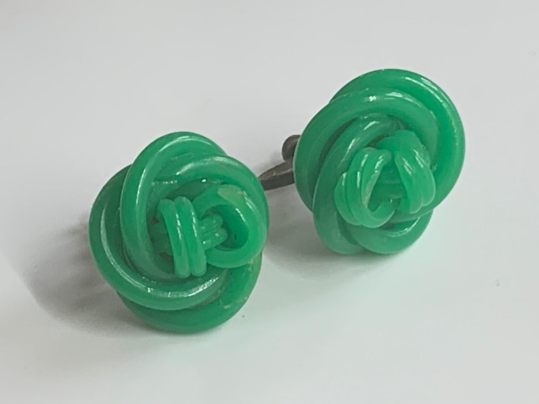 Vintage Celluloid Earrings, Spaghetti Celluloid in Emerald Green - Etsy