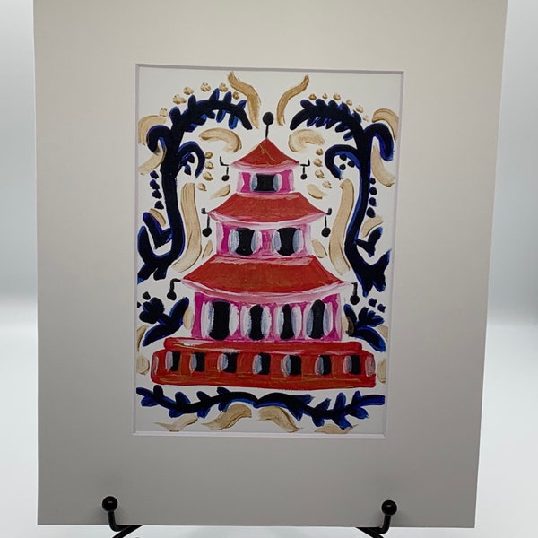 Pink Pagoda Print - Etsy