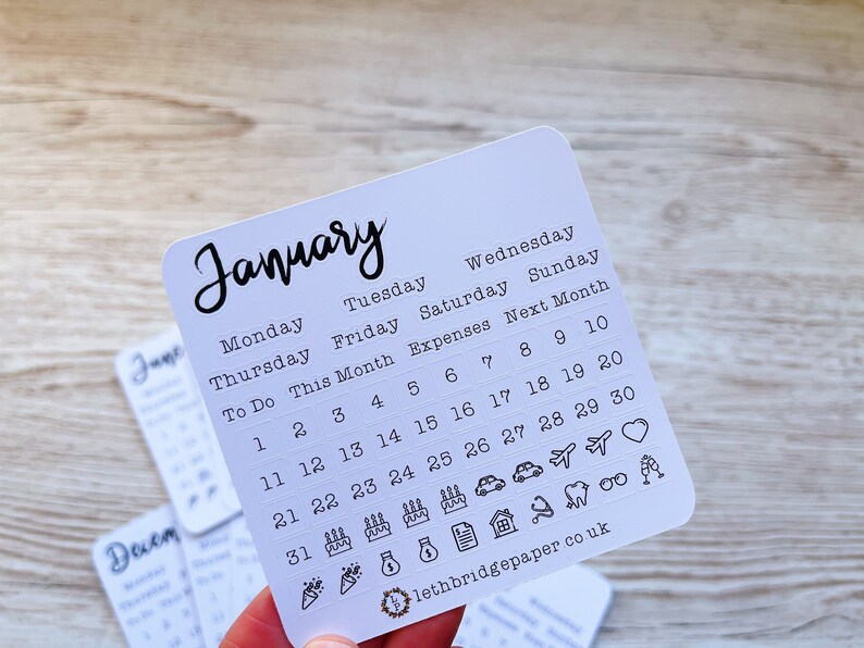 Mini Date Stickers; Calendar Icons; Bullet Journal Stickers; TN ...