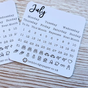 Mini Date Stickers; Calendar Icons; Bullet Journal Stickers; TN ...