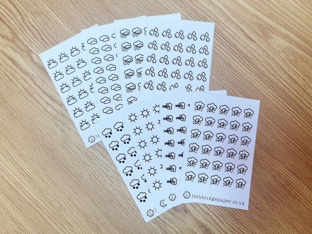 Mini Weather Icon Stickers; Hobonichi Stickers; Planner Stickers; Snow ...