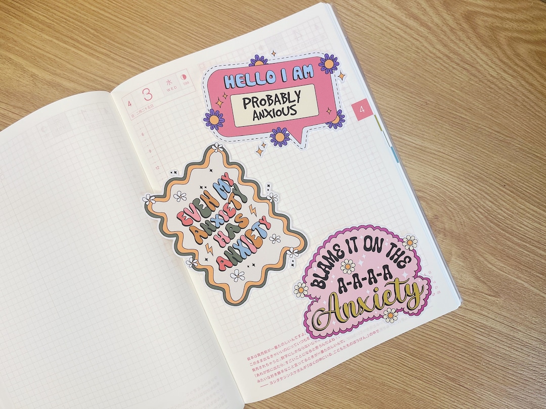 Anxiety Die Cut Vinyl Stickers; Notebook Stickers; Kawaii Stickers ...