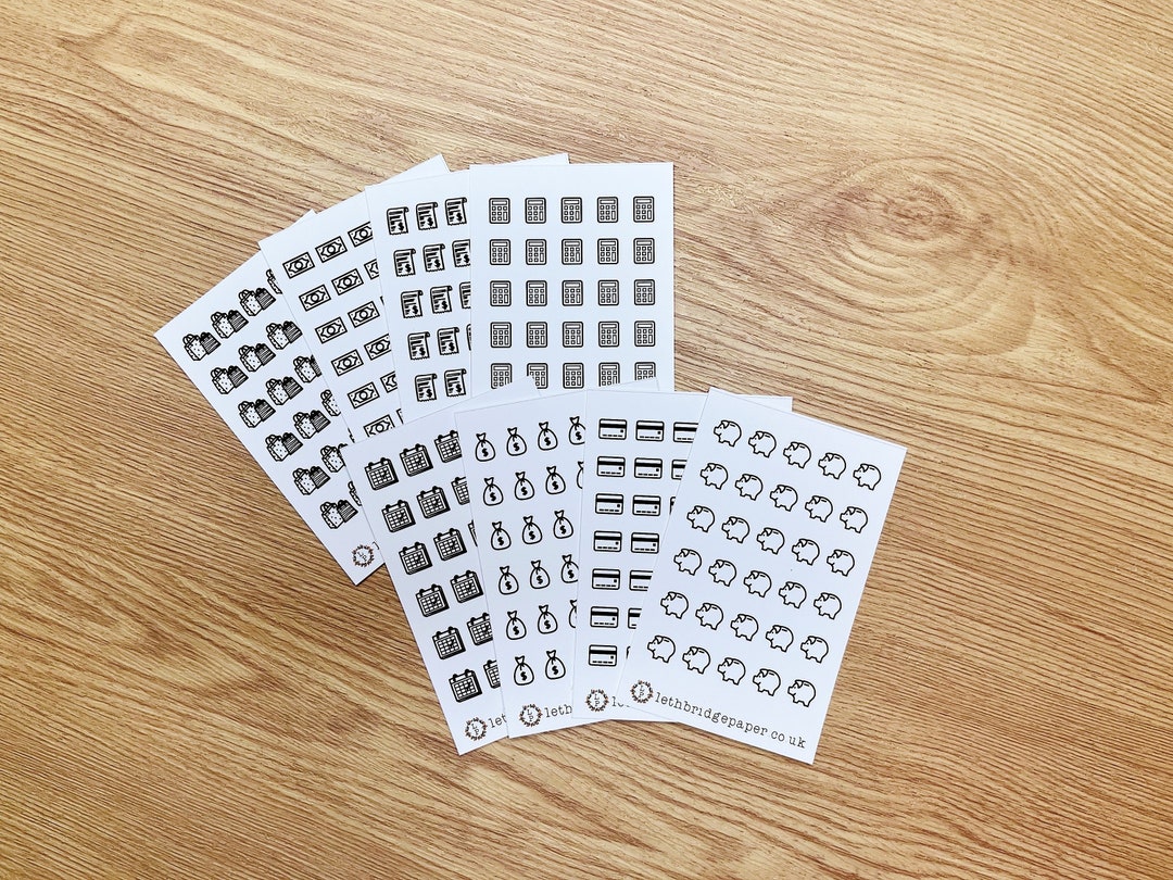 Mini Finance Icon Stickers; Hobonichi Stickers; Planner Stickers ...
