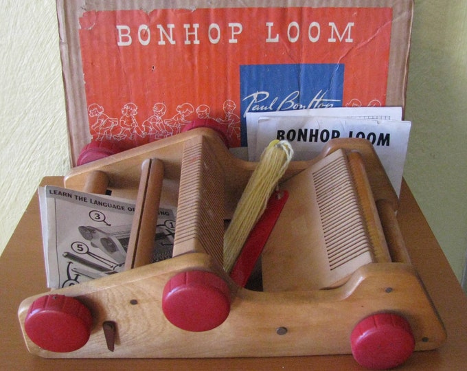Vintage BONHOP Weaving Loom 1950s Child Size Table Top Wooden Loom Paul ...