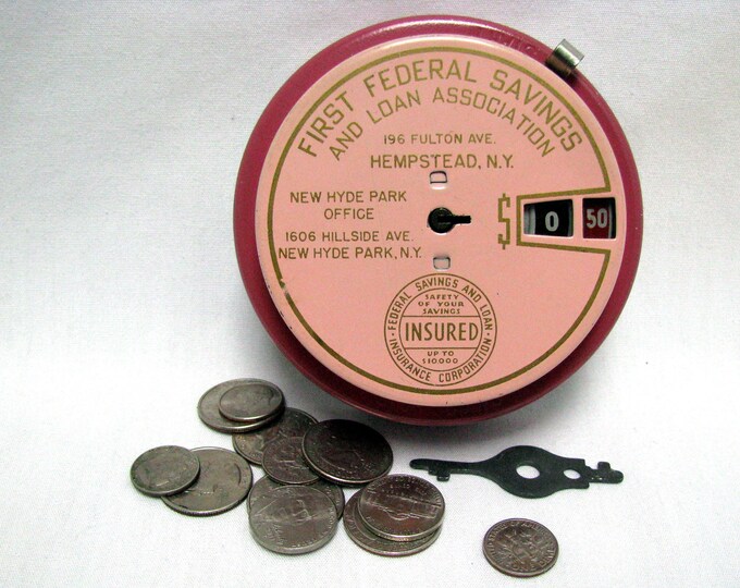 Add O Bank With Key Mechanical Advertising Bank Circular Metal Savings ...