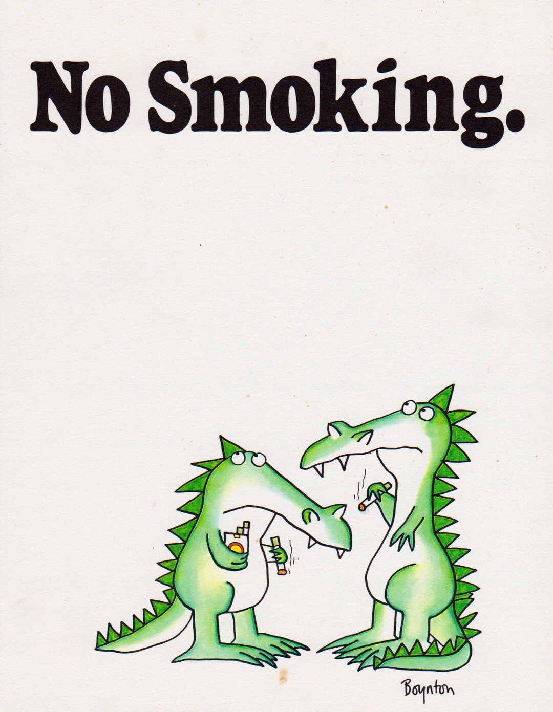 NO SMOKING Sandra Boynton Dragons Smoking Vaping Funny Smokefree Zone ...