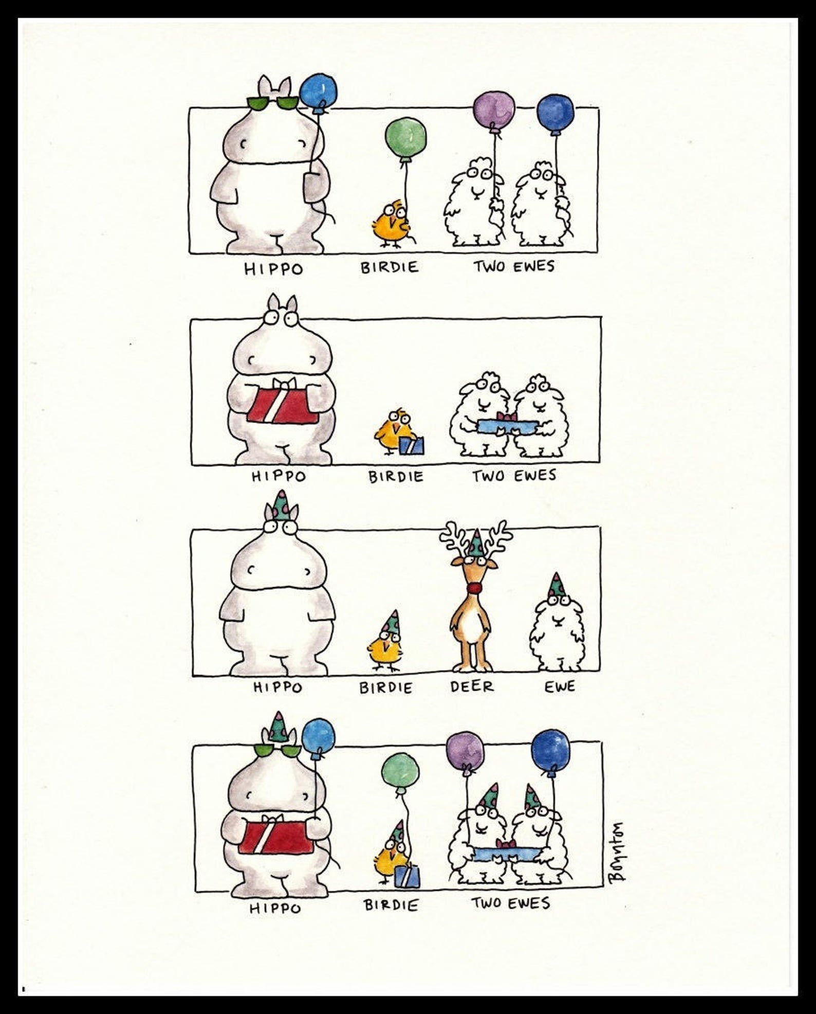 Vintage SANDRA BOYNTON Happy Birthday Framed 8 X 10 Original 1990 ...