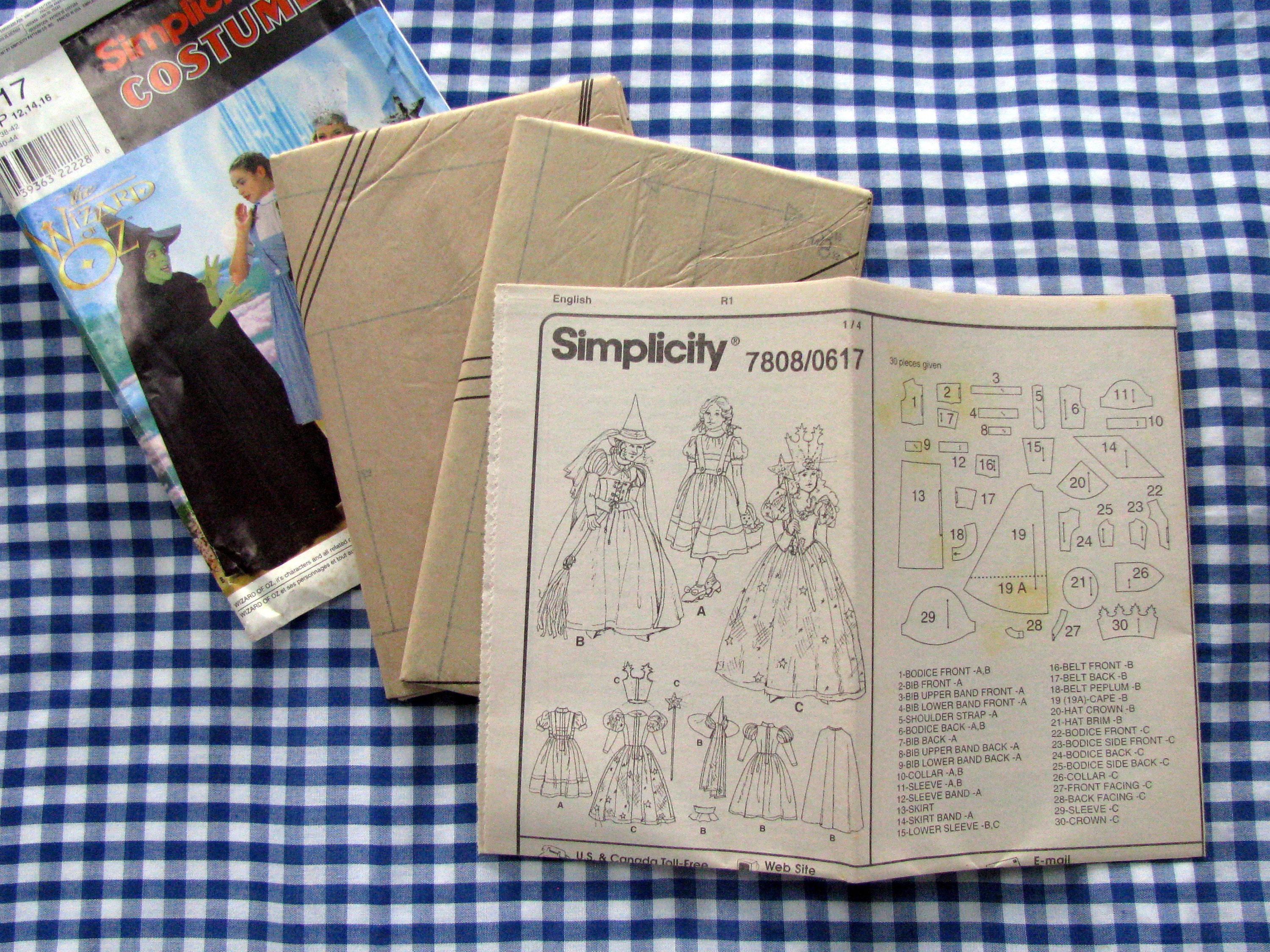 The WIZARD of OZ Costume Patterns Misses or Child's Dorothy Glinda ...