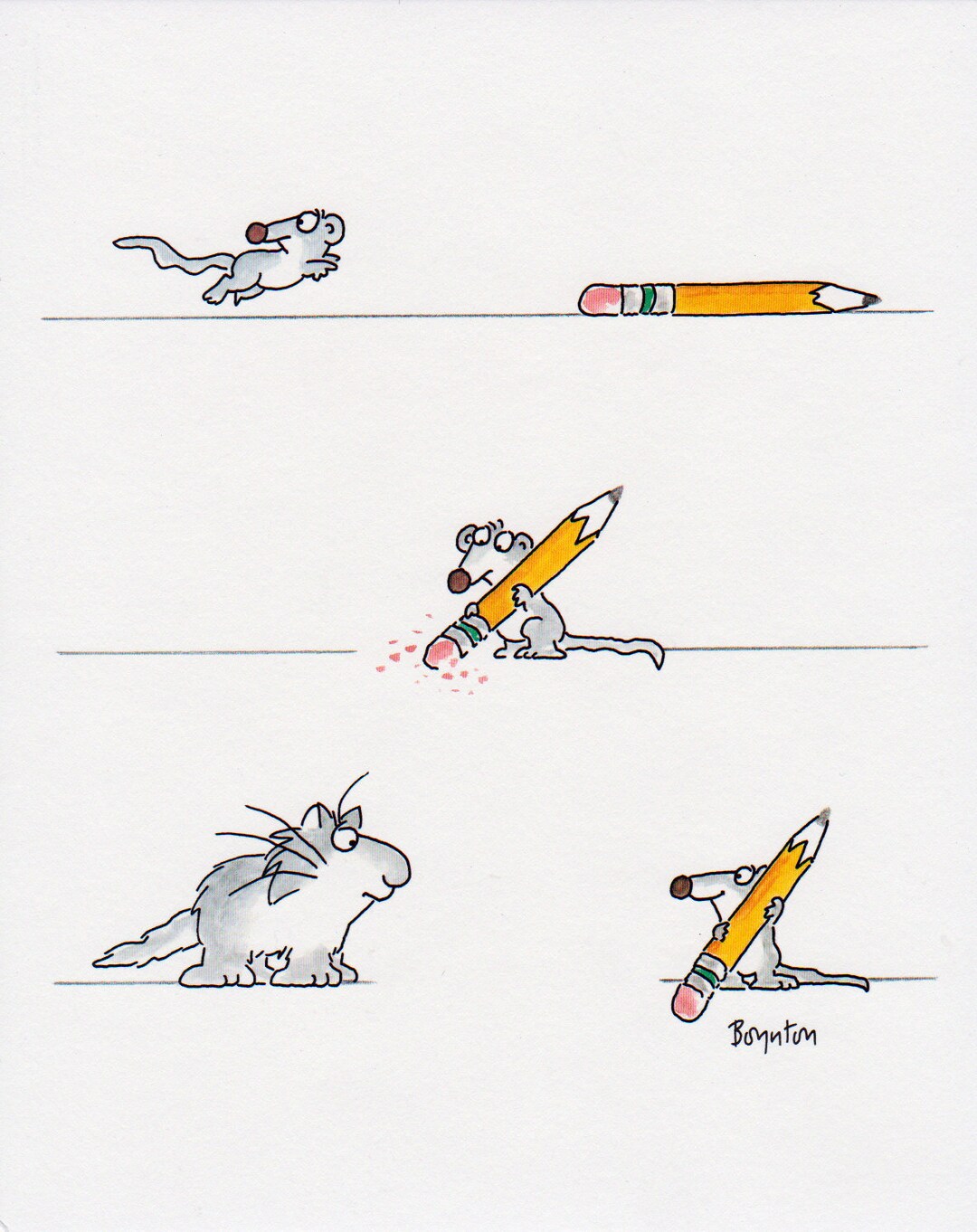SANDRA BOYNTON cat Chases Mouse Erases Framed 8x10 Print Toe the Line ...