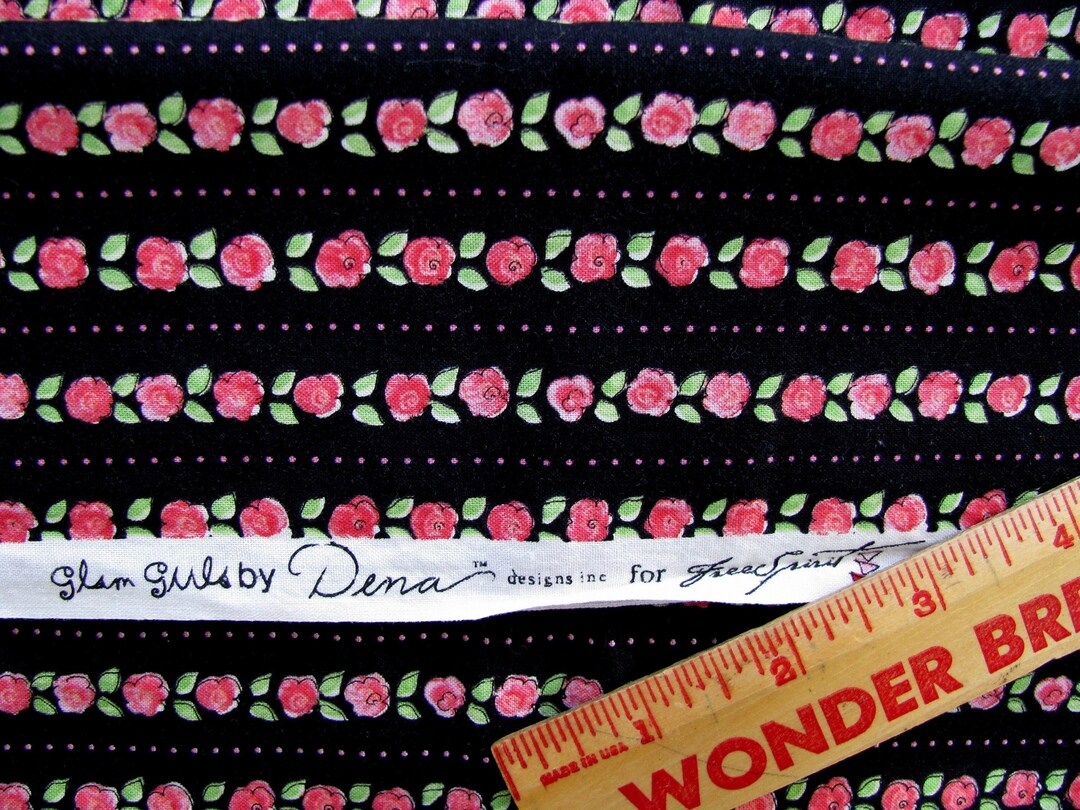 Glam Girls by Dena Designs Free Spirit Fabrics Black Lengthwise Stripe ...