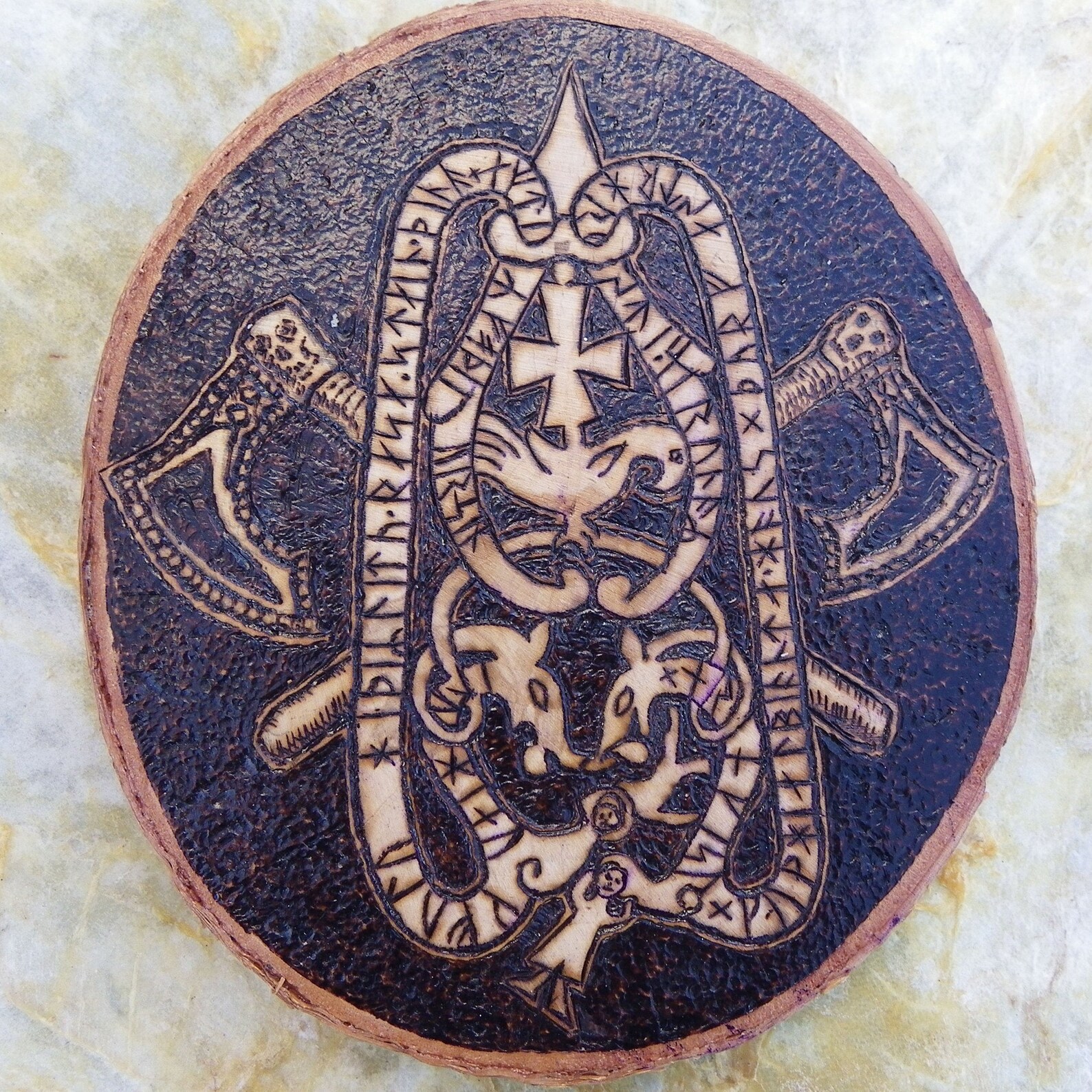 Viking Dragons and Runes From Rune Stone Pyrography - Etsy Ireland