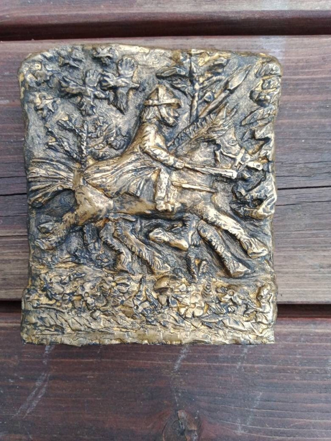 Bas Relief Viking God Odin Going to War and Riding Sleipnir Followed by ...