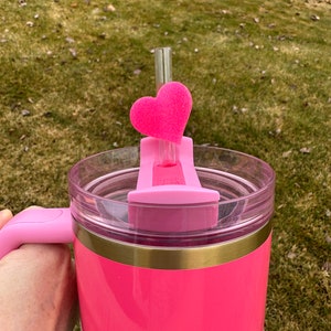 Straw Topper Heart Hot Pink Parade Glitter Shiny Studded Cup Tumbler ...