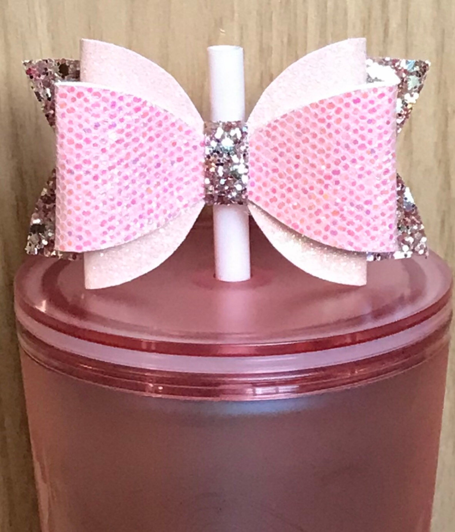 Bow Straw Topper Pink Copper Iridescent Rose Gold Soft Touch - Etsy