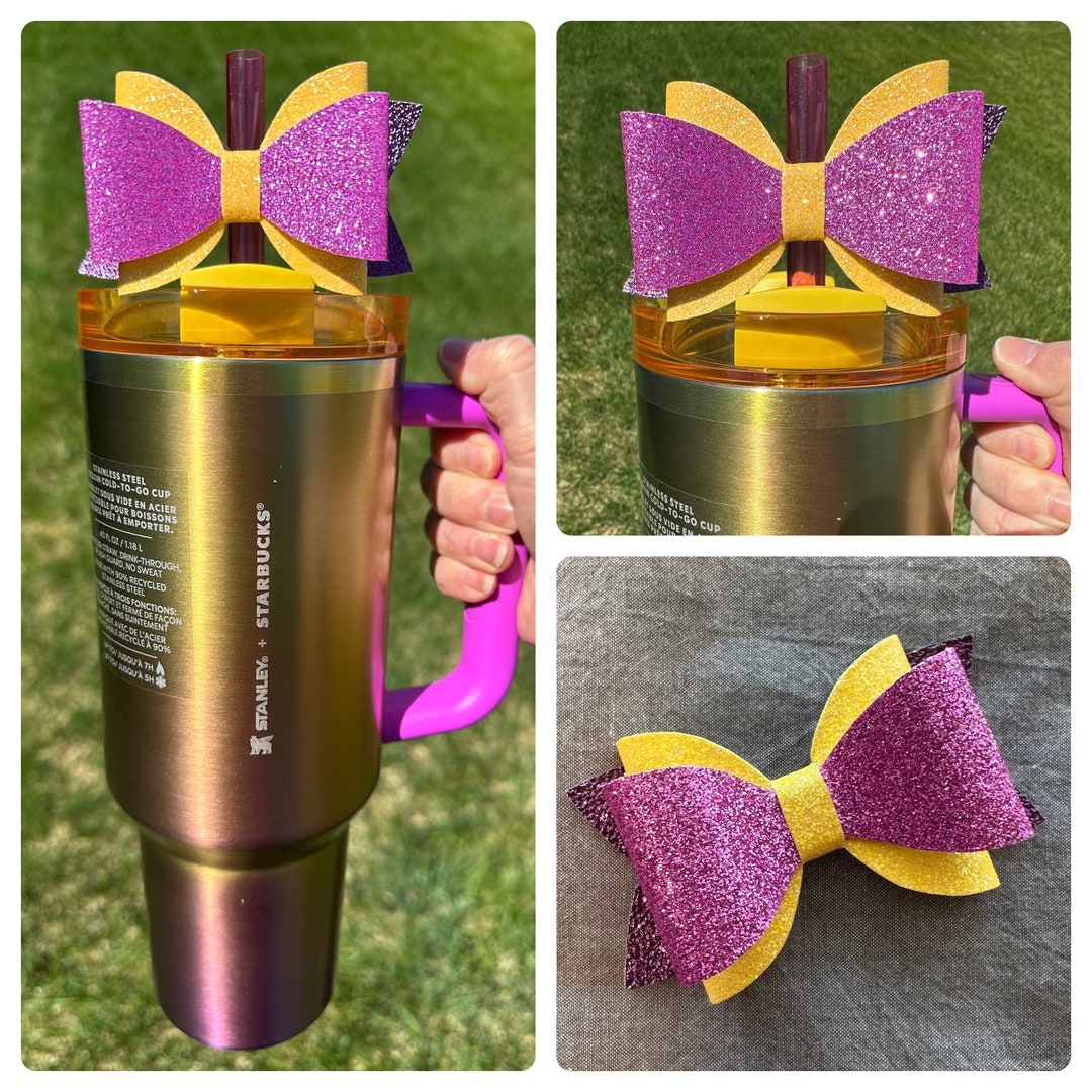Bow Straw Topper Purple Yellow Glitter Tumbler Toppers - Etsy