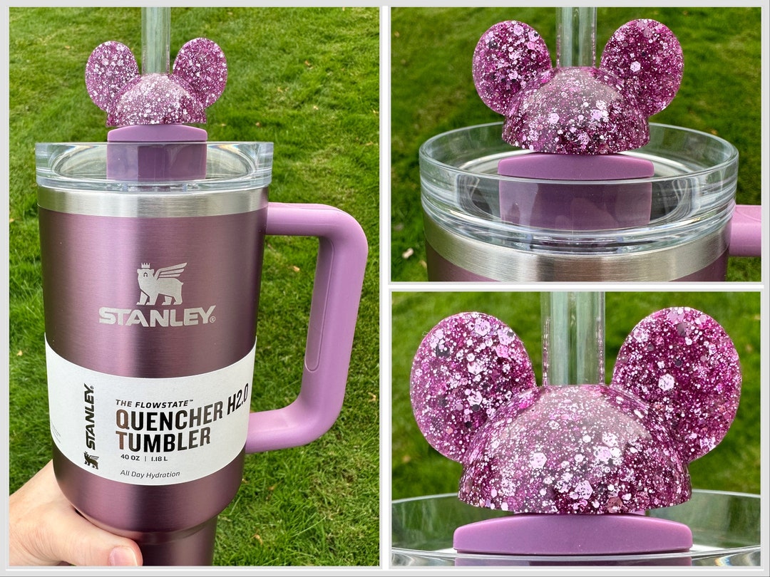 Straw Topper Mouse Primrose Mauve Purple Plum Glitter Shiny Studded Cup ...