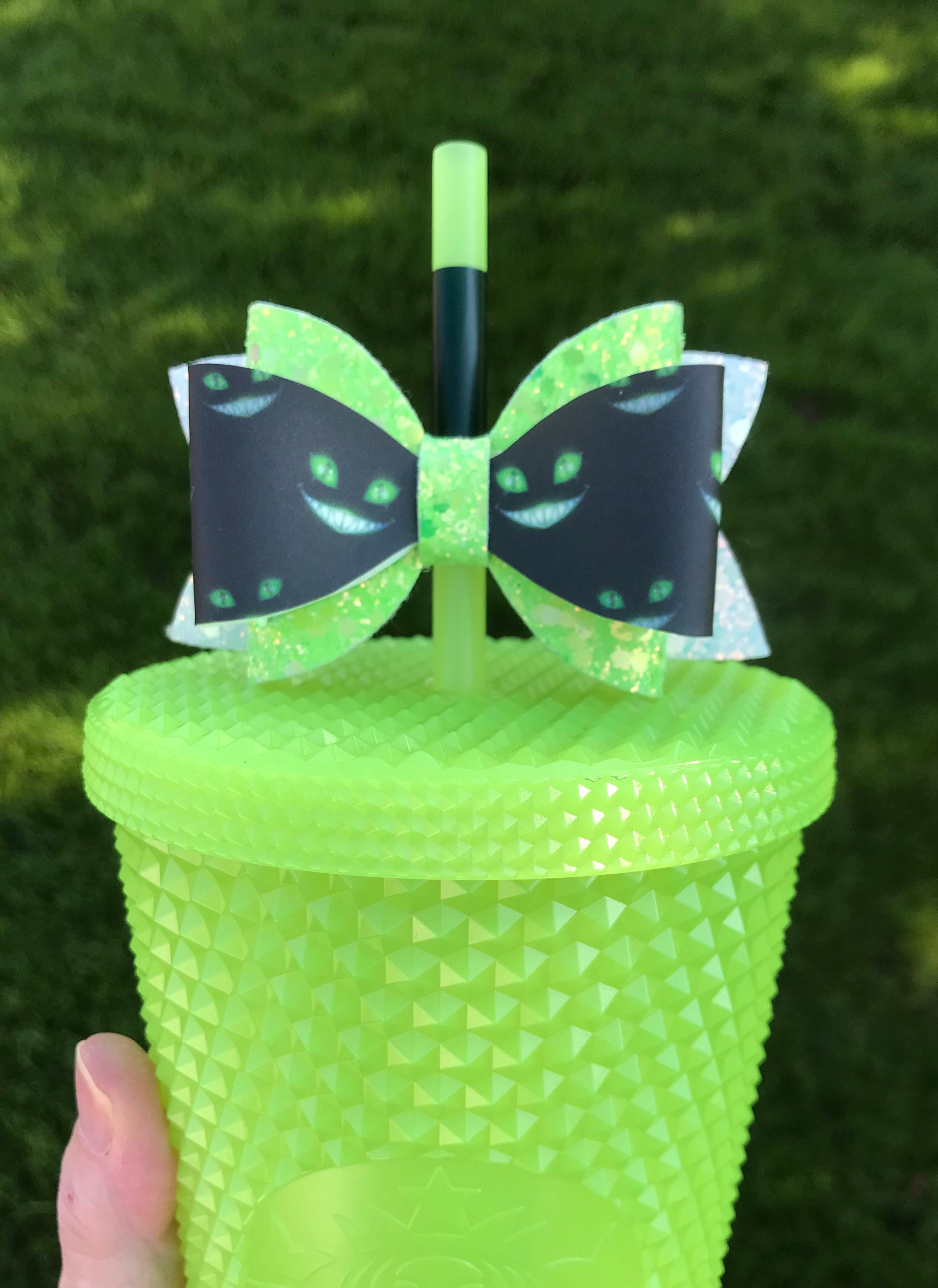 Bow Straw Topper Green and Black Glow in the Dark Glitter Bows - Etsy