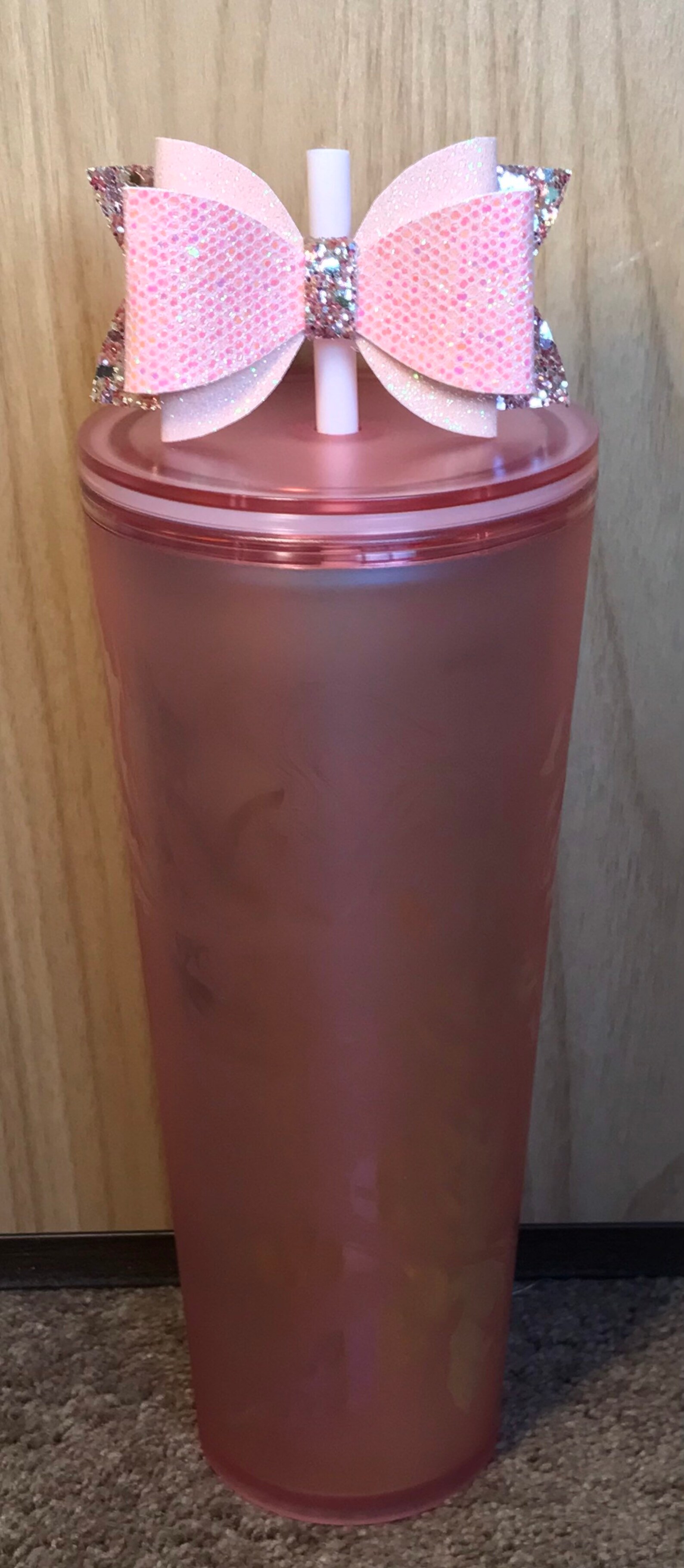 Bow Straw Topper Pink Copper Iridescent Rose Gold Soft Touch - Etsy