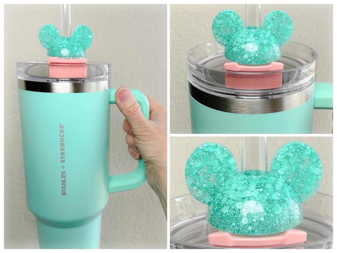 Straw Topper Mouse Turquoise Green Blue Mint Glitter Shiny Studded Cup ...