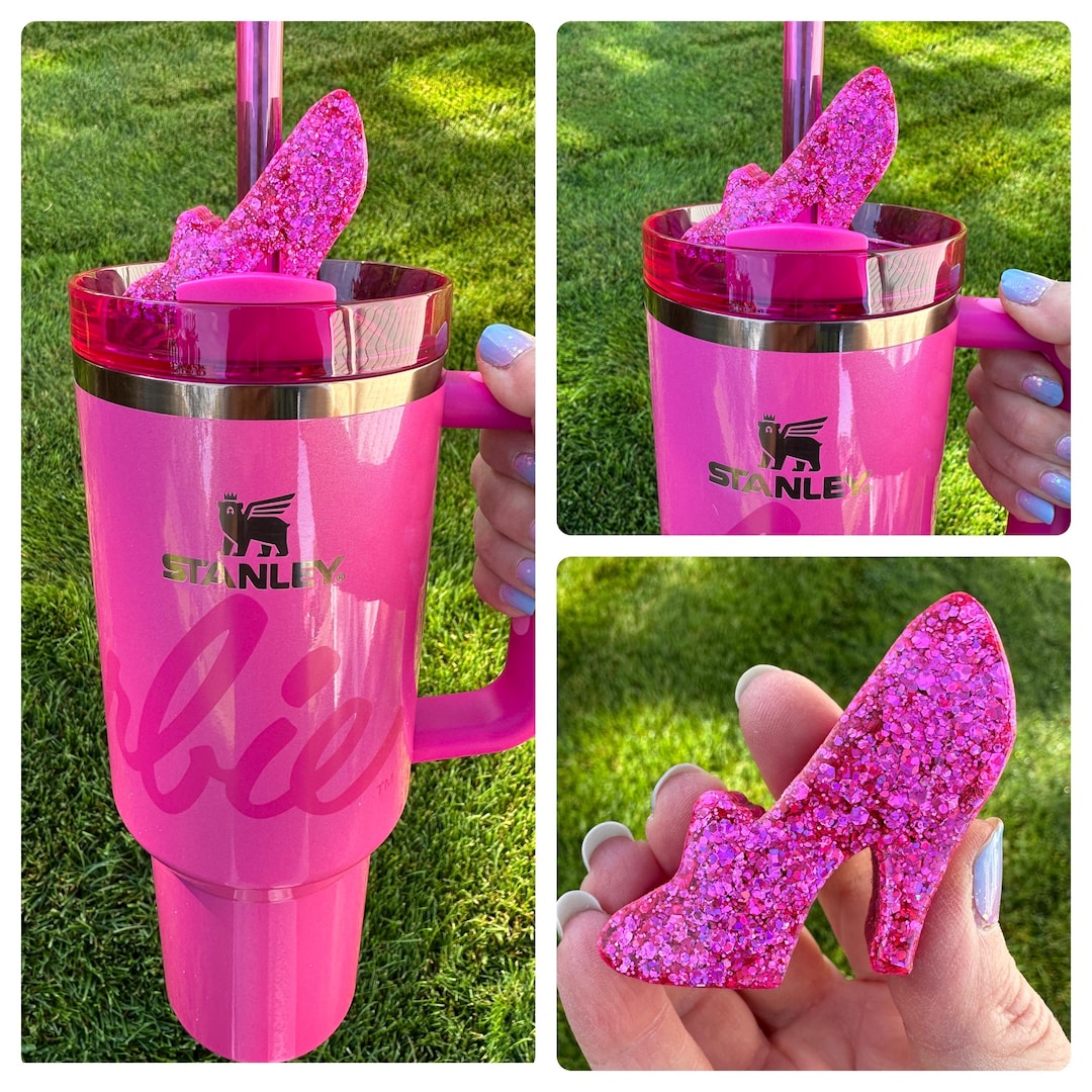 Straw Topper Glass Slipper High Heel Shoe Icon Pink Glitter Shiny ...