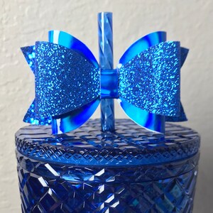 Bow Straw Topper Blue Glitter Jeweled Winter Holiday Target Tumbler ...