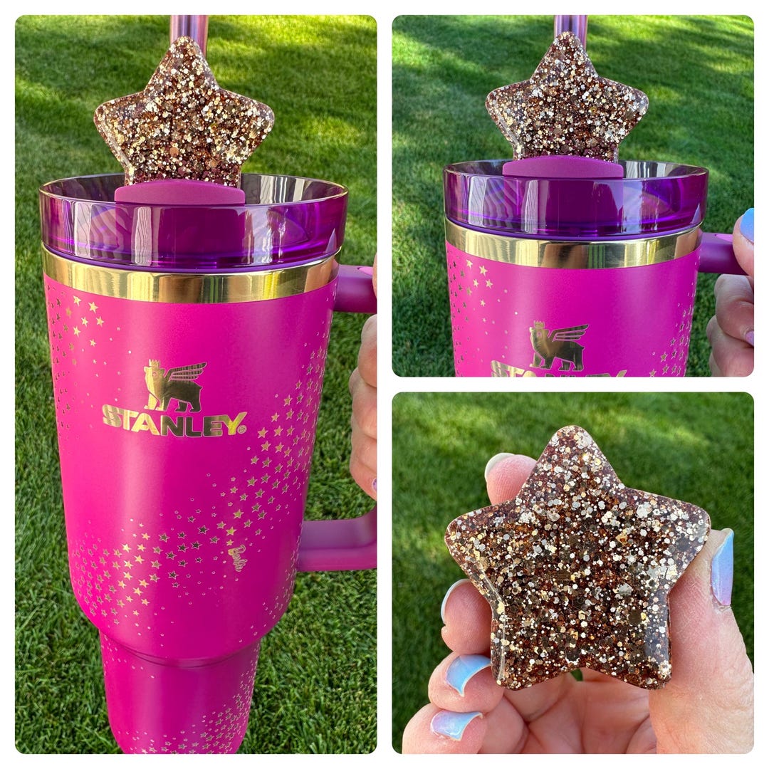 Straw Topper Star Gold Glitter Shiny Studded Cup Tumbler Toppers 70s ...