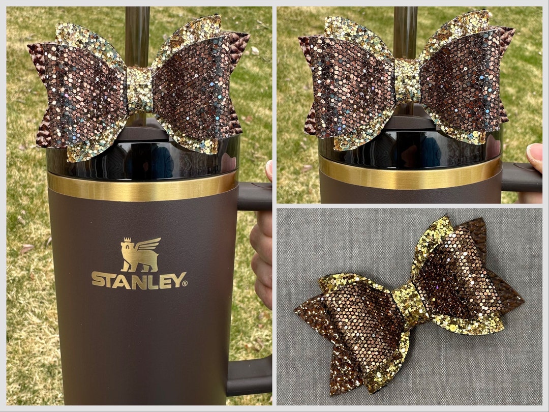 Bow Straw Topper Chocolate Gold Brown Tumbler Toppers - Etsy