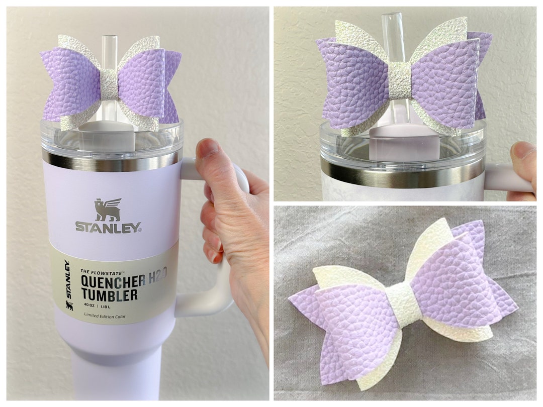 Bow Straw Topper Wisteria Lavender Purple Glitter Stanley 40 Ounce ...