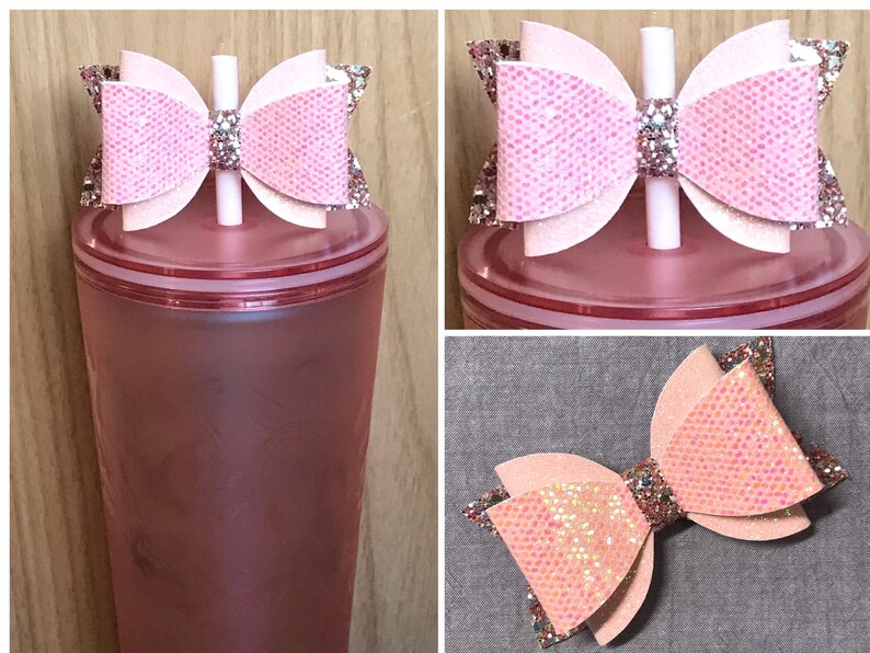 Bow Straw Topper Pink Copper Iridescent Rose Gold Soft Touch - Etsy
