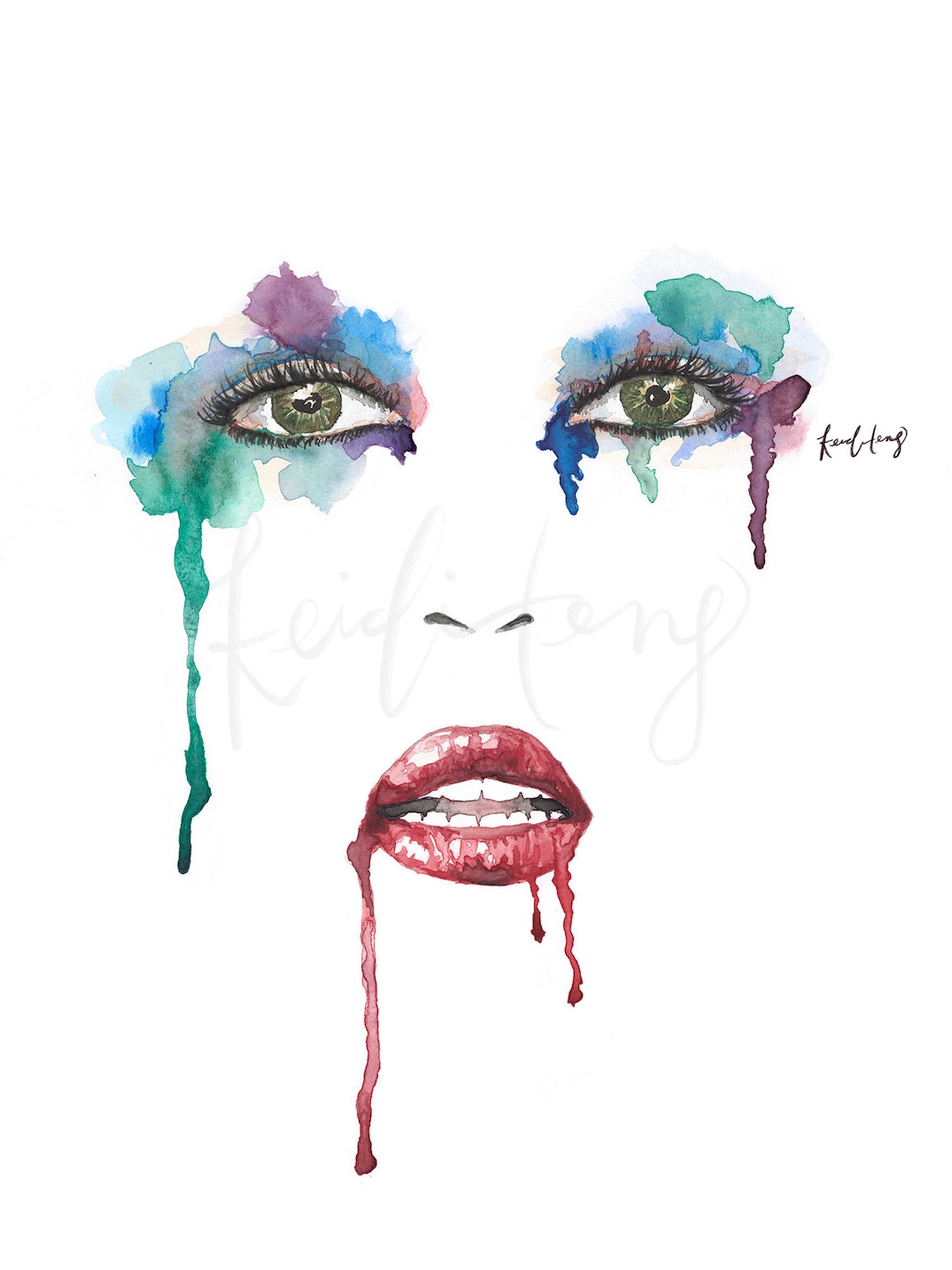 Watercolor Face Crying